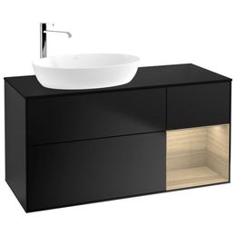 Villeroy & Boch Villeroy und Boch Finion Waschtischunterschrank G932PCPD 120cm, Abdeckplatte black matt, Emotion, Regale Oak Veneer, Black matt lacquer