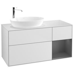 Villeroy & Boch Villeroy und Boch Finion Waschtischunterschrank G931GKMT 120cm, Abdeckplatte white matt, Emotion, Regale Anthracite matt lacquer, White matt lacquer