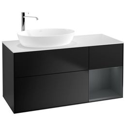 Villeroy & Boch Villeroy und Boch Finion Waschtischunterschrank G931HGPD 120cm, Abdeckplatte white matt, Emotion, Regale Midnight matt lacquer, Black matt lacquer