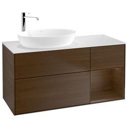 Villeroy & Boch Villeroy und Boch Finion Waschtischunterschrank G931GNGN 120cm, Abdeckplatte white matt, Emotion, Regale Walnut Veneer, Walnut veneer