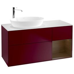 Villeroy & Boch Villeroy und Boch Finion Waschtischunterschrank G931GNHB 120cm, Abdeckplatte white matt, Emotion, Regale Walnut Veneer, Peony Matt