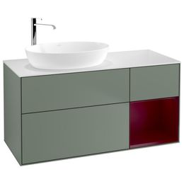 Villeroy & Boch Villeroy und Boch Finion Waschtischunterschrank F931HBGM 120cm, Abdeckplatte white matt, Regale Peony matt lacquer, Olive Matt Lacquer