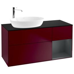 Villeroy & Boch Villeroy und Boch Finion Waschtischunterschrank F932HGHB 120cm, Abdeckplatte black matt, Regale Midnight matt lacquer, Peony Matt