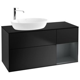 Villeroy & Boch Villeroy und Boch Finion Waschtischunterschrank F932HGPD 120cm, Abdeckplatte black matt, Regale Midnight matt lacquer, Black matt lacquer