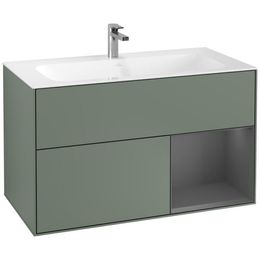 Villeroy & Boch Villeroy und Boch Finion Waschtischunterschrank F040GKGM 99,6x59,1x49,8cm, Regal rechts Anthracite matt, Olive Matt Lacquer