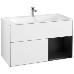 Villeroy & Boch Villeroy und Boch Finion Waschtischunterschrank F040PDGF 99,6x59,1x49,8cm, Regal rechts Black matt lacquer, Glossy white lacquer
