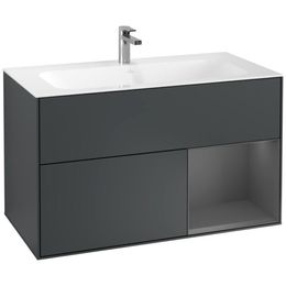 Villeroy & Boch Villeroy und Boch Finion Waschtischunterschrank F040GKHG 99,6x59,1x49,8cm, Regal rechts Anthracite matt, Midnight Blue Matt Lacquer
