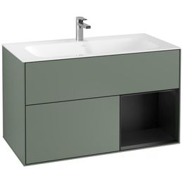 Villeroy & Boch Villeroy und Boch Finion Waschtischunterschrank F040PDGM 99,6x59,1x49,8cm, Regal rechts Black matt lacquer, Olive Matt Lacquer