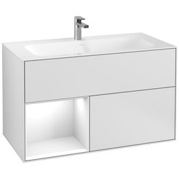 Villeroy & Boch Villeroy und Boch Finion Waschtischunterschrank F030GFMT 99,6x59,1x49,8cm, Regal links Glossy white lacquer, White matt lacquer