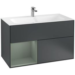 Villeroy & Boch Villeroy und Boch Finion Waschtischunterschrank F030GMHG 99,6x59,1x49,8cm, Regal links Olive Matt Lacquer, Midnight Blue Matt Lacquer
