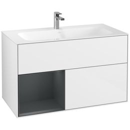 Villeroy & Boch Villeroy und Boch Finion Waschtischunterschrank F030HGGF 99,6x59,1x49,8cm, Regal links Midnight Blue Matt Lacquer, Glossy white lacquer