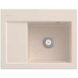 Villeroy & Boch Villeroy und Boch Subway 45 Compact Einbausp&uuml;le 331301FU rechts, mit Ablaufgarnitur, 650 x 510 mm, Handbet&auml;tigung, ivory CeramicPlus