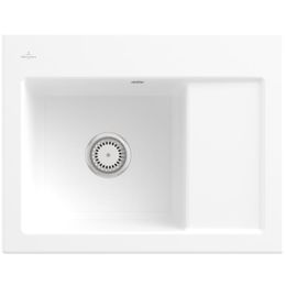 Villeroy & Boch Villeroy und Boch Subway 45 Compact Einbausp&uuml;le 331201RW links, mit Ablaufgarnitur, Handbet&auml;tigung, 650 x 510 mm, stone white CeramicPlus