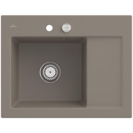 Villeroy & Boch Villeroy und Boch Subway 45 Compact Einbausp&uuml;le 331202TR links, mit Ablaufgarnitur, Excenterbet&auml;tigung, 650 x 510 mm, timber CeramicPlus