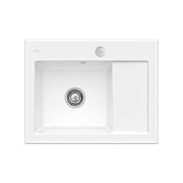 Villeroy & Boch Villeroy & Boch Subway 45 Compact Einbausp&uuml;le 331202KG links, mit Ablaufgarnitur und Exzenterbet&auml;tigung, 650 x 510 mm, Snow White