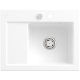 Villeroy & Boch Villeroy und Boch Subway 45 Compact Einbausp&uuml;le 331302KG rechts, mit Ablaufgarnitur, Excenterbet&auml;tigung, 650 x 510 mm, snow white CeramicPlus