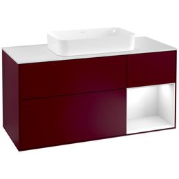 Villeroy & Boch Villeroy und Boch Finion Waschtischunterschrank F301GFHB 120cm, Abdeckplatte white matt, Regal rechts Glossy white lacquer, Peony Matt