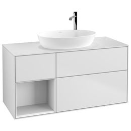 Villeroy & Boch Villeroy und Boch Finion Waschtischunterschrank F941GFMT 120cm, Abdeckplatte white matt, Regale Glossy white lacquer, White matt lacquer