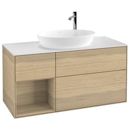 Villeroy & Boch Villeroy und Boch Finion Waschtischunterschrank F941PCPC 120cm, Abdeckplatte white matt, Regale Oak Veneer, Oak Veneer