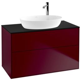 Villeroy & Boch Villeroy und Boch Finion Waschtischunterschrank F88200HB 100x60,3cm, Abdeckplatte black matt, Peony Matt