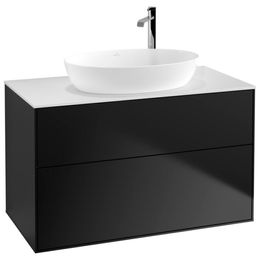 Villeroy & Boch Villeroy und Boch Finion Waschtischunterschrank G88100PD 100x60,3cm, Emotion, Abdeckplatte white matt, Black matt lacquer