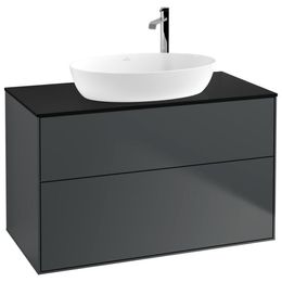 Villeroy & Boch Villeroy und Boch Finion Waschtischunterschrank F88200HG 100x60,3cm, Abdeckplatte black matt, Midnight Blue Matt Lacquer