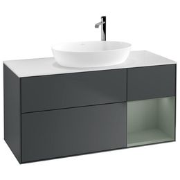 Villeroy & Boch Villeroy und Boch Finion Waschtischunterschrank F951GMHG 120cm, Abdeckplatte white matt, Regale Olive matt lacquer, Midnight Blue Matt Lacquer