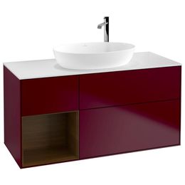 Villeroy & Boch Villeroy und Boch Finion Waschtischunterschrank G941GNHB 120cm, Abdeckplatte white matt, Emotion, Regale Walnut Veneer, Peony Matt
