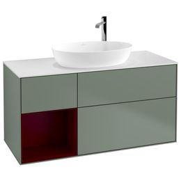 Villeroy & Boch Villeroy und Boch Finion Waschtischunterschrank G941HBGM 120cm, Abdeckplatte white matt, Emotion, Regale Peony matt lacquer, Olive Matt Lacquer