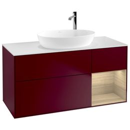 Villeroy & Boch Villeroy und Boch Finion Waschtischunterschrank F951PCHB 120cm, Abdeckplatte white matt, Regale Oak Veneer, Peony Matt