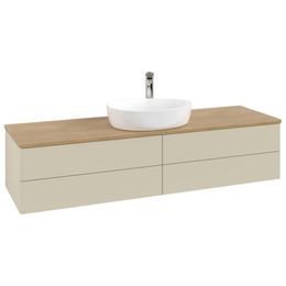 Villeroy & Boch Villeroy und Boch Antao Waschtisch-Unterschrank K25051HJ 160x36x50cm, Hahnlochbohrung, Waschbeckenplattenfarbe honey oak, silk grey matt lacquer