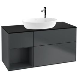 Villeroy & Boch Villeroy und Boch Finion Waschtischunterschrank G942HGHG 120cm, Abdeckplatte black matt, Emotion, Regale Midnight matt lacquer, Midnight Blue Matt Lacquer