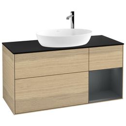 Villeroy & Boch Villeroy und Boch Finion Waschtischunterschrank G952HGPC 120cm, Abdeckplatte black matt, Emotion, Regale Midnight matt lacquer, Oak Veneer