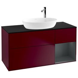 Villeroy & Boch Villeroy und Boch Finion Waschtischunterschrank G952HGHB 120cm, Abdeckplatte black matt, Emotion, Regale Midnight matt lacquer, Peony Matt