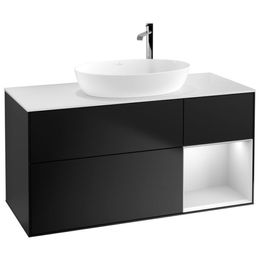 Villeroy & Boch Villeroy und Boch Finion Waschtischunterschrank G951MTPD 120cm, Abdeckplatte white matt, Emotion, Regale White matt lacquer, Black matt lacquer