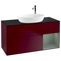 Villeroy & Boch Villeroy und Boch Finion Waschtischunterschrank F952GMHB 120cm, Abdeckplatte black matt, Regale Olive matt lacquer, Peony Matt