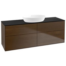 Villeroy & Boch Villeroy und Boch Finion Waschtischunterschrank FA9200GN 160x60,3cm, Abdeckplatte black matt, Walnut veneer