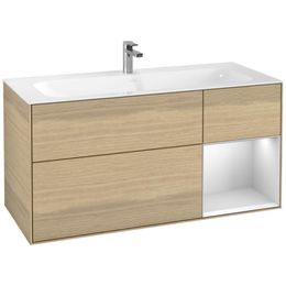 Villeroy & Boch Villeroy und Boch Finion Waschtischunterschrank F070MTPC 119,6x59,1cm, Regal rechts White matt lacquer, Oak Veneer