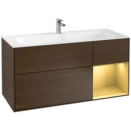 Villeroy & Boch Villeroy und Boch Finion Waschtischunterschrank F070HFGN 119,6x59,1cm, Regal rechts Gold matt, Walnut veneer