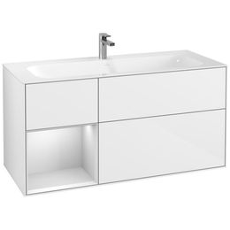 Villeroy & Boch Villeroy und Boch Finion Waschtischunterschrank F060MTGF 119,6x59,1cm, Regal links White matt lacquer, Glossy white lacquer