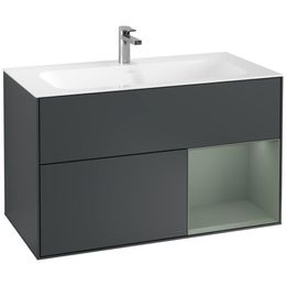 Villeroy & Boch Villeroy und Boch Finion Waschtischunterschrank G040GMHG 99,6x59,1cm, Emotion, Regal rechts Olive Matt Lacquer, Midnight Blue Matt Lacquer