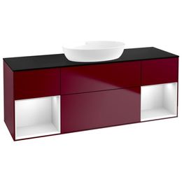 Villeroy & Boch Villeroy und Boch Finion Waschtischunterschrank FD02MTHB 120cm, Abdeckplatte black matt, Regale White matt lacquer, Peony Matt