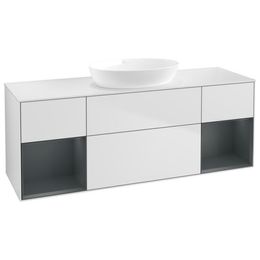 Villeroy & Boch Villeroy und Boch Finion Waschtischunterschrank FD01HGMT 120cm, Abdeckplatte white matt, Regale Midnight matt lacquer, White matt lacquer