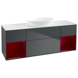 Villeroy & Boch Villeroy und Boch Finion Waschtischunterschrank FD01HBHG 120cm, Abdeckplatte white matt, Regale Peony matt lacquer, Midnight Blue Matt Lacquer