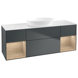 Villeroy & Boch Villeroy und Boch Finion Waschtischunterschrank FD01PCHG 120cm, Abdeckplatte white matt, Regale Oak Veneer, Midnight Blue Matt Lacquer