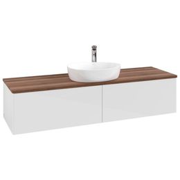 Villeroy & Boch Villeroy und Boch Antao Waschtisch-Unterschrank K36052GF 160x36x50cm, Hahnlochbohrung, Waschbeckenplattenfarbe warm walnut, glossy white lacquer