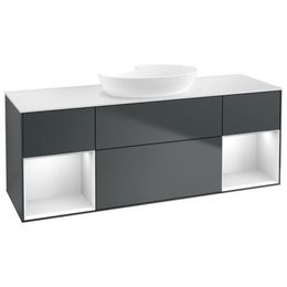 Villeroy & Boch Villeroy und Boch Finion Waschtischunterschrank FD01MTHG 120cm, Abdeckplatte white matt, Regale White matt lacquer, Midnight Blue Matt Lacquer