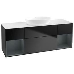 Villeroy & Boch Villeroy und Boch Finion Waschtischunterschrank FD01HGPD 120cm, Abdeckplatte white matt, Regale Midnight matt lacquer, Black matt lacquer