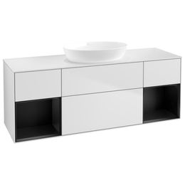 Villeroy & Boch Villeroy und Boch Finion Waschtischunterschrank FD01PDMT 120cm, Abdeckplatte white matt, Regale Black matt lacquer, White matt lacquer