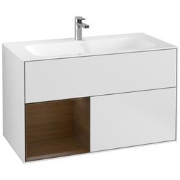 Villeroy & Boch Villeroy und Boch Finion Waschtischunterschrank G030GNMT 99,6x59,1cm, Wandbeleuchtung, Regal links Walnut veneer, White matt lacquer